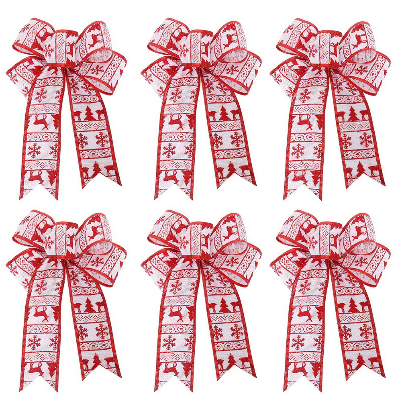 6 Pack Christmas Tree Bows Decorations,9.4"x19" Wreath Bow with Edge ...