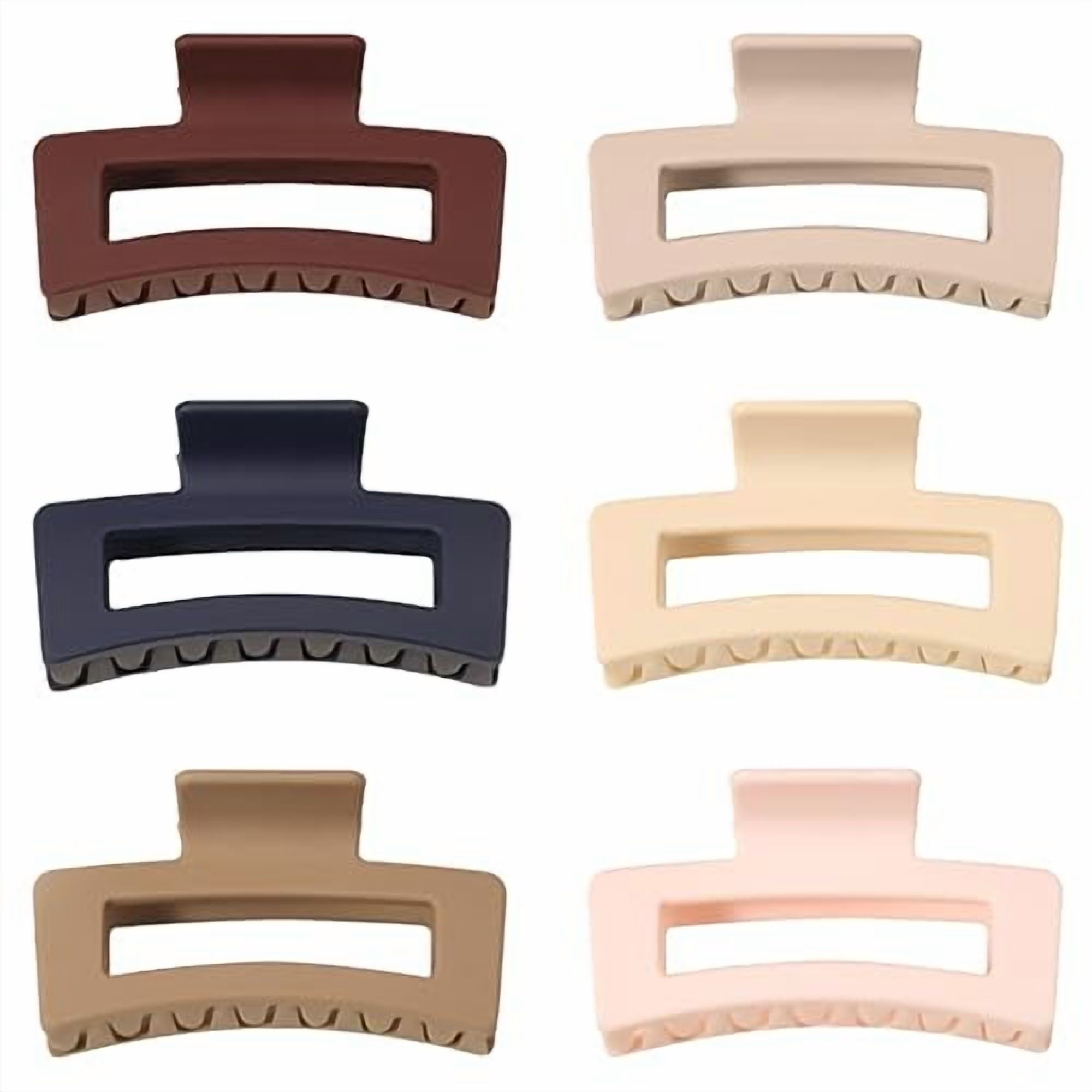 6 Pack Chunky Rectangular Hair Clips - Neutral & Pastel Colors (Mint ...