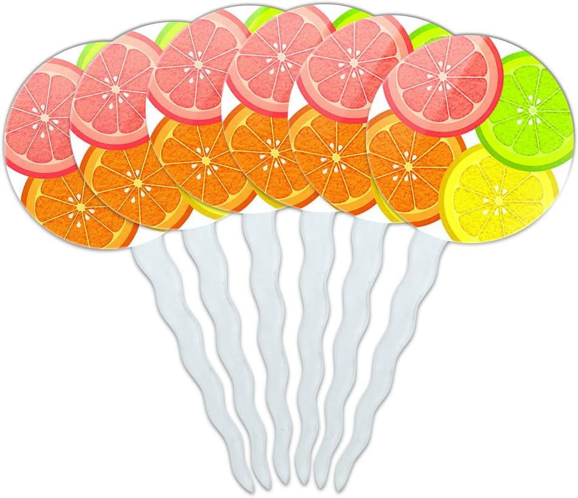 6 Pack Citrus Fruit Cupcake Toppers - Clear Food Decorations for Baking ...