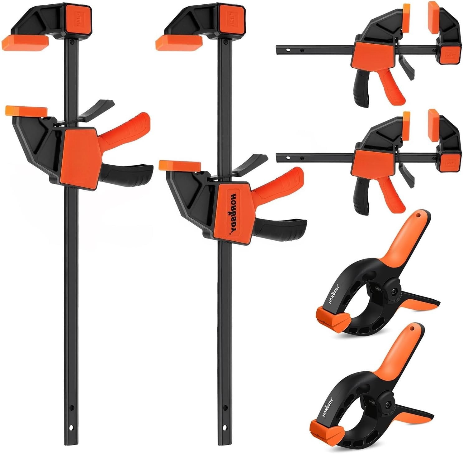 6-Pack Clamps for Woodworking, 12" and 6" Bar Clamps, Working Clamp ...