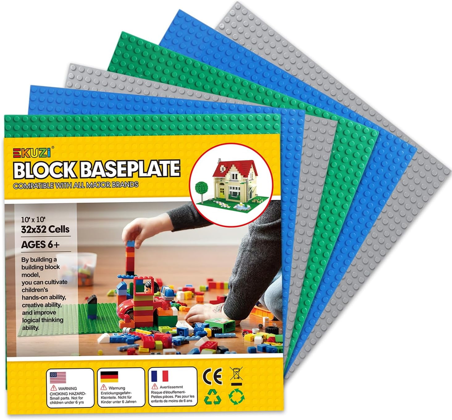 6 Pack Classic Baseplates for Building Bricks, Base for Tables,Mats,and ...