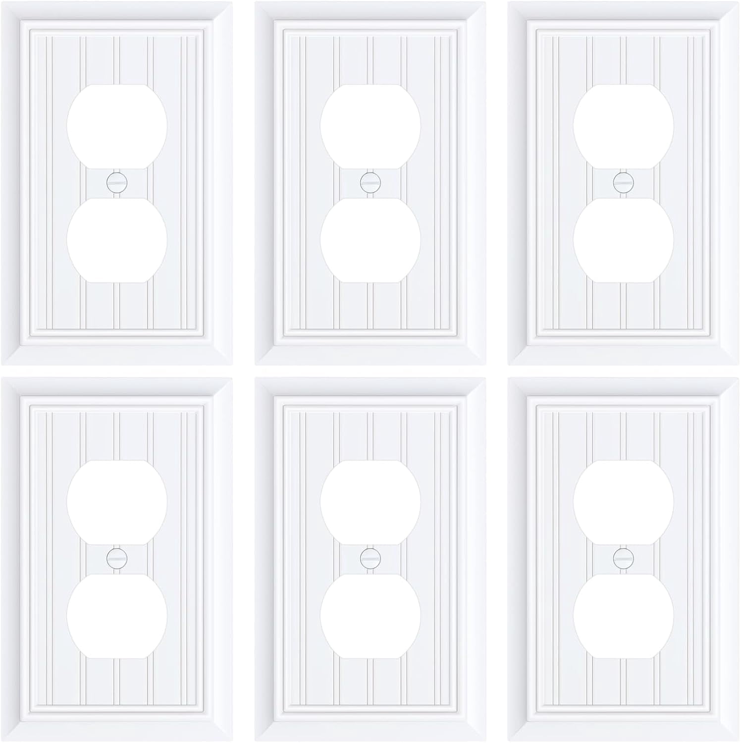 6-Pack Classic Beadboard Duplex Outlet Cover Plate, Decorative Switch ...