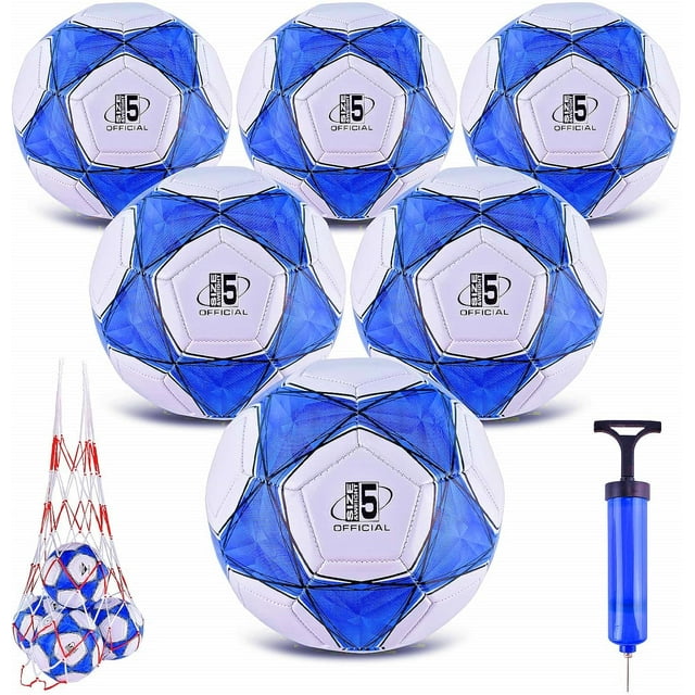 6 Pack Classic deflated Soccer Balls Size 3/4/5 with Pump and Mesh Bag ...