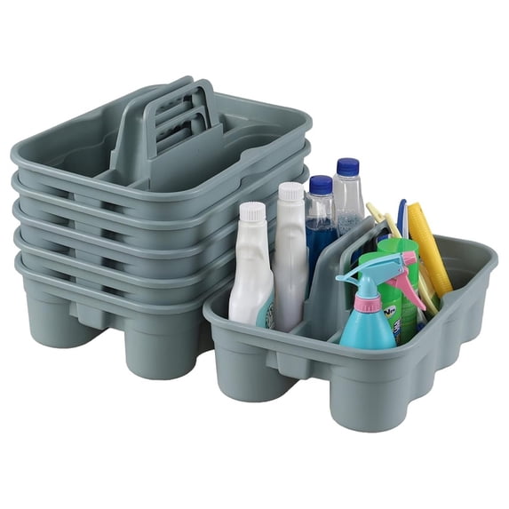 6-Pack Cleaning Storage Caddy with Handle, Plastic Easy Carry Cleaning ...