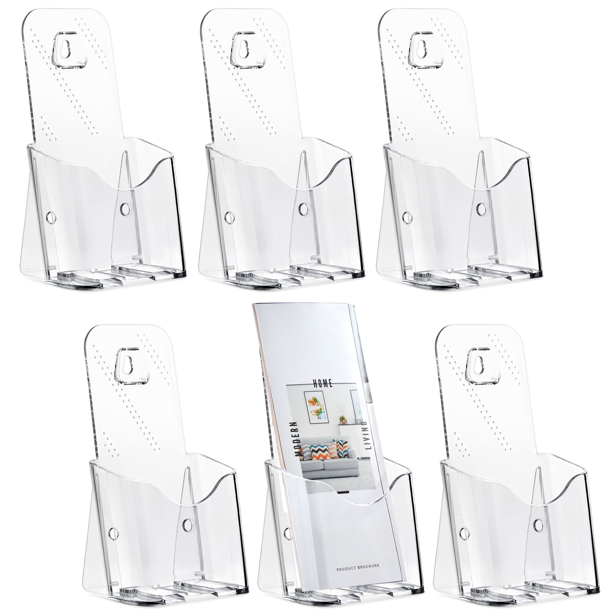 6 Pack Clear Acrylic Brochure Holder Wall Mount, Mounted Flyer Pamphlet ...