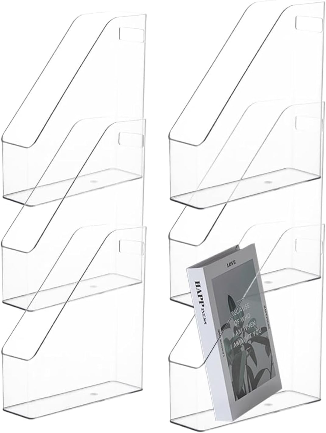 6 Pack Clear Acrylic Magazine File Holder, Clear Acrylic Vertical File ...