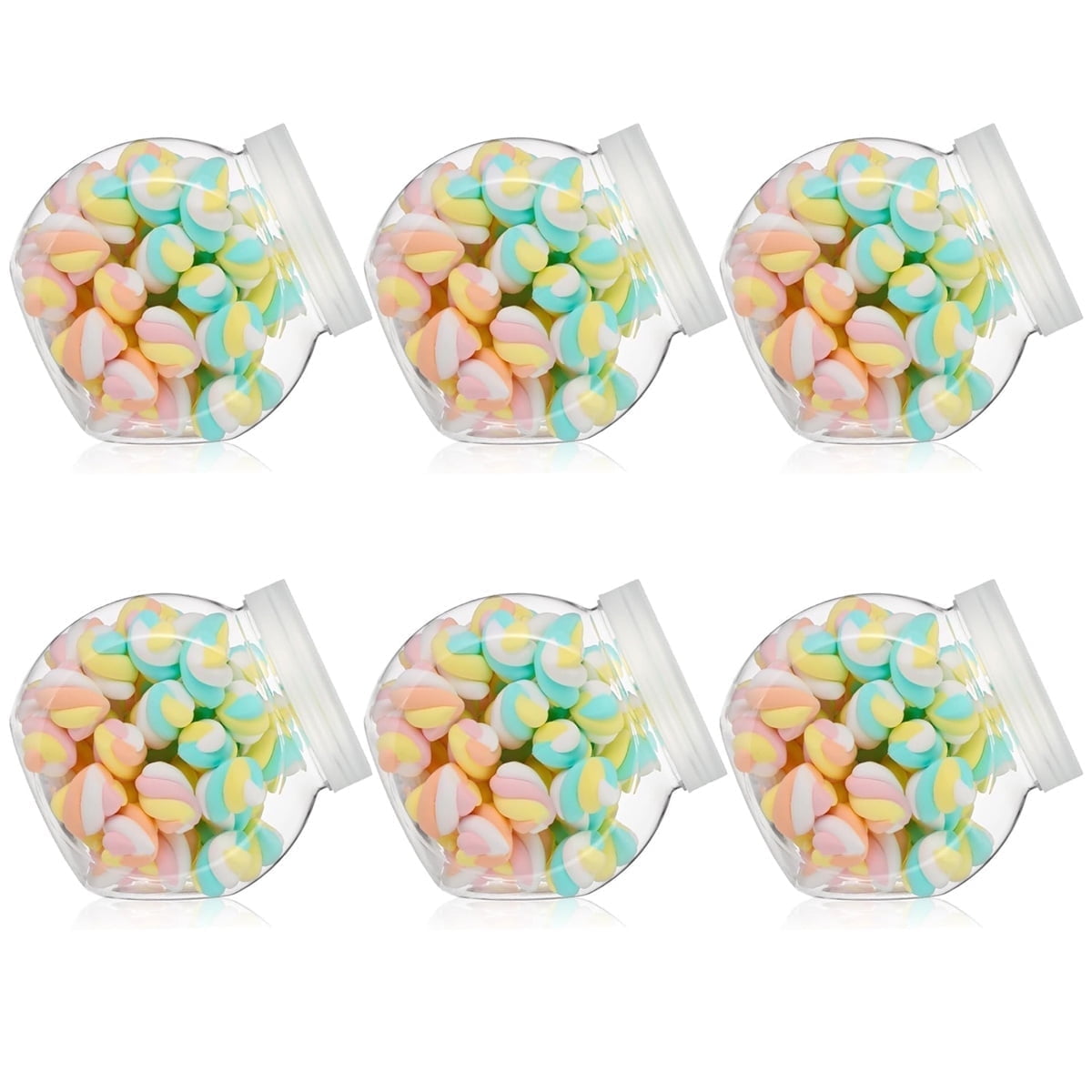Artrylin Clear 6 Pack Candy Jars with Lids, Wide Mouth Plastic Storage ...