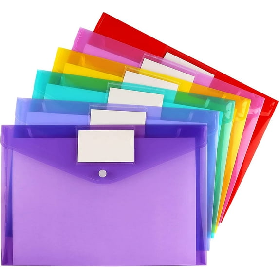 6 Pack Clear Document Folders Plastic Envelopes Poly File with Label ...