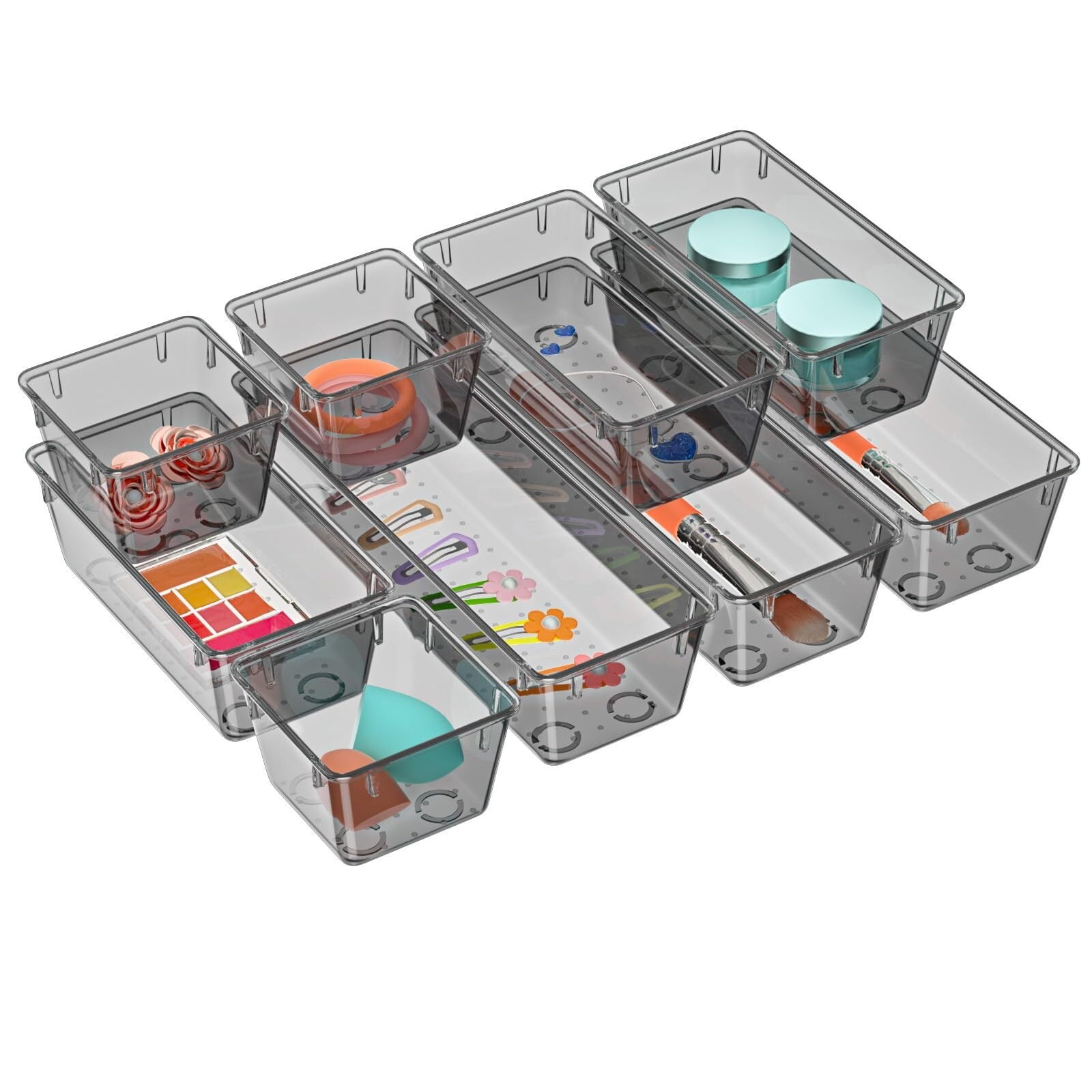 6 Pack Clear Drawer Organizer Set, Acrylic Drawer Storage Trays ...