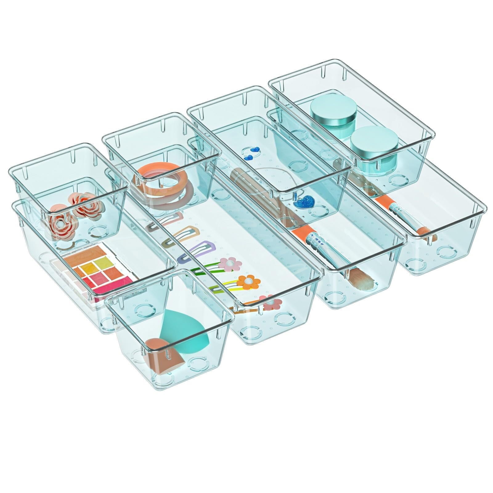 6 Pack Clear Drawer Organizer Set, Acrylic Drawer Storage Trays ...