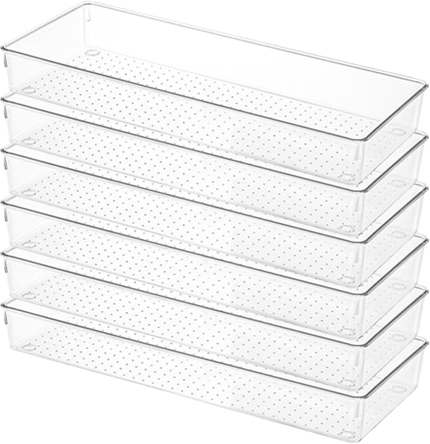 6 Pack Clear Drawer Organizer Trays Plastic Drawer Organizers Set 15 x ...