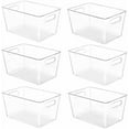 6 Pack Clear Pantry Organizer Bins, Plastic Containers with Handle for ...
