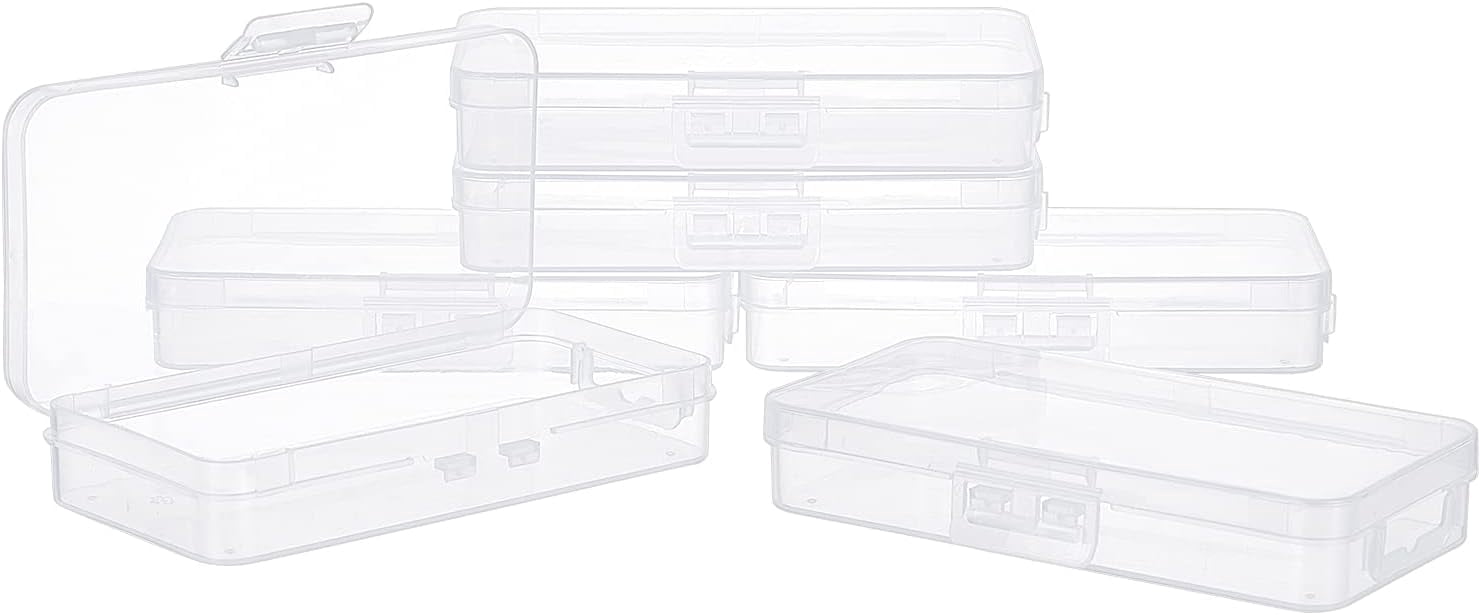 6 Pack Clear Plastic Beads Storage Containers Boxes with Lids Small ...