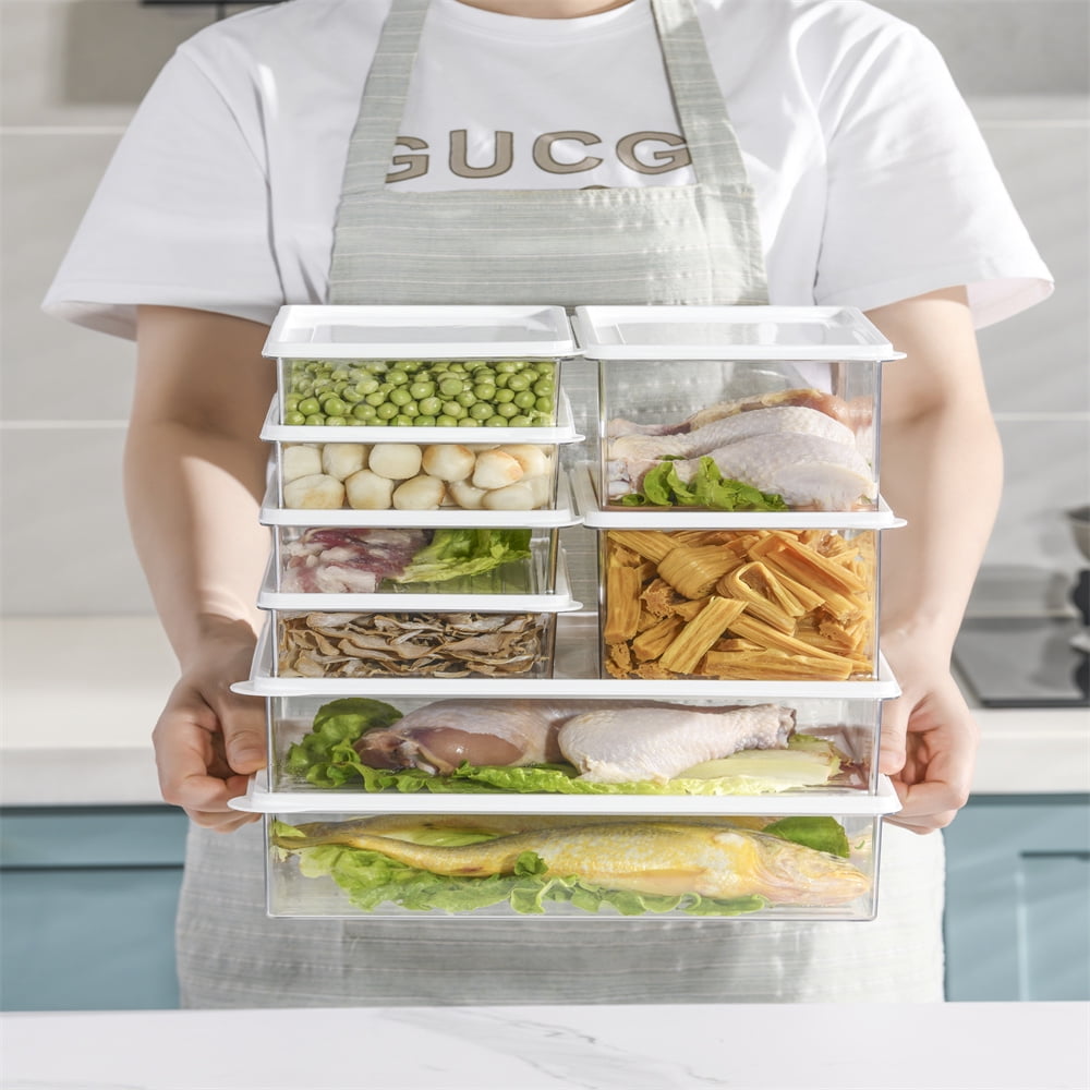 6-Pack Clear Plastic Food Storage Containers With Sealed Lids - Freezer ...