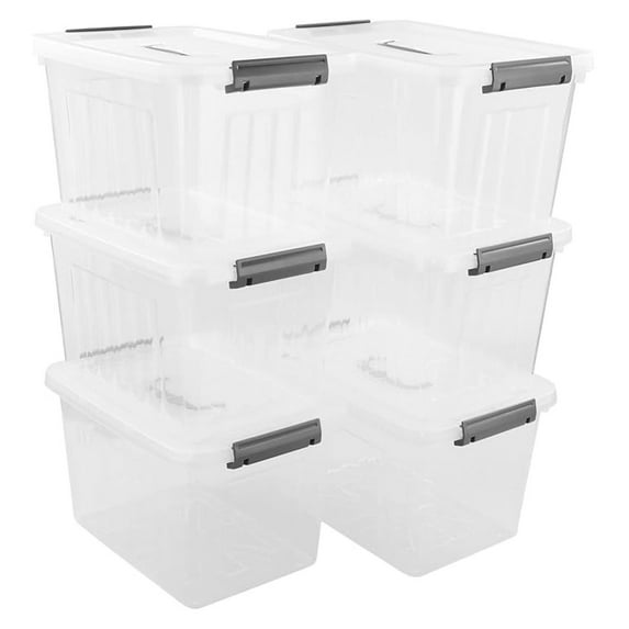 6-Pack Clear Plastic Latching Storage Box, Plastic Box, 10 L - Walmart.com