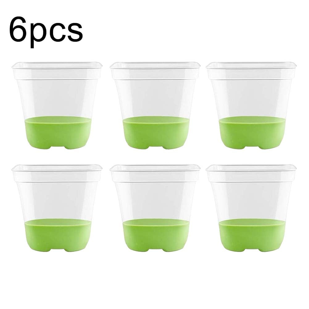6 Pack Clear Plastic Plant Pots with Drainage for Indoor Outdoor Plants ...