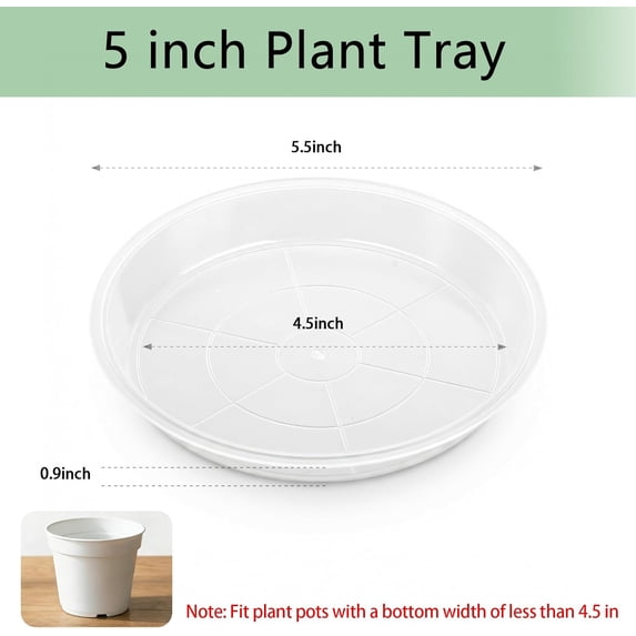 6 Pack Clear Plastic Plant Saucers, 5 Inch Durable Water Catcher ...