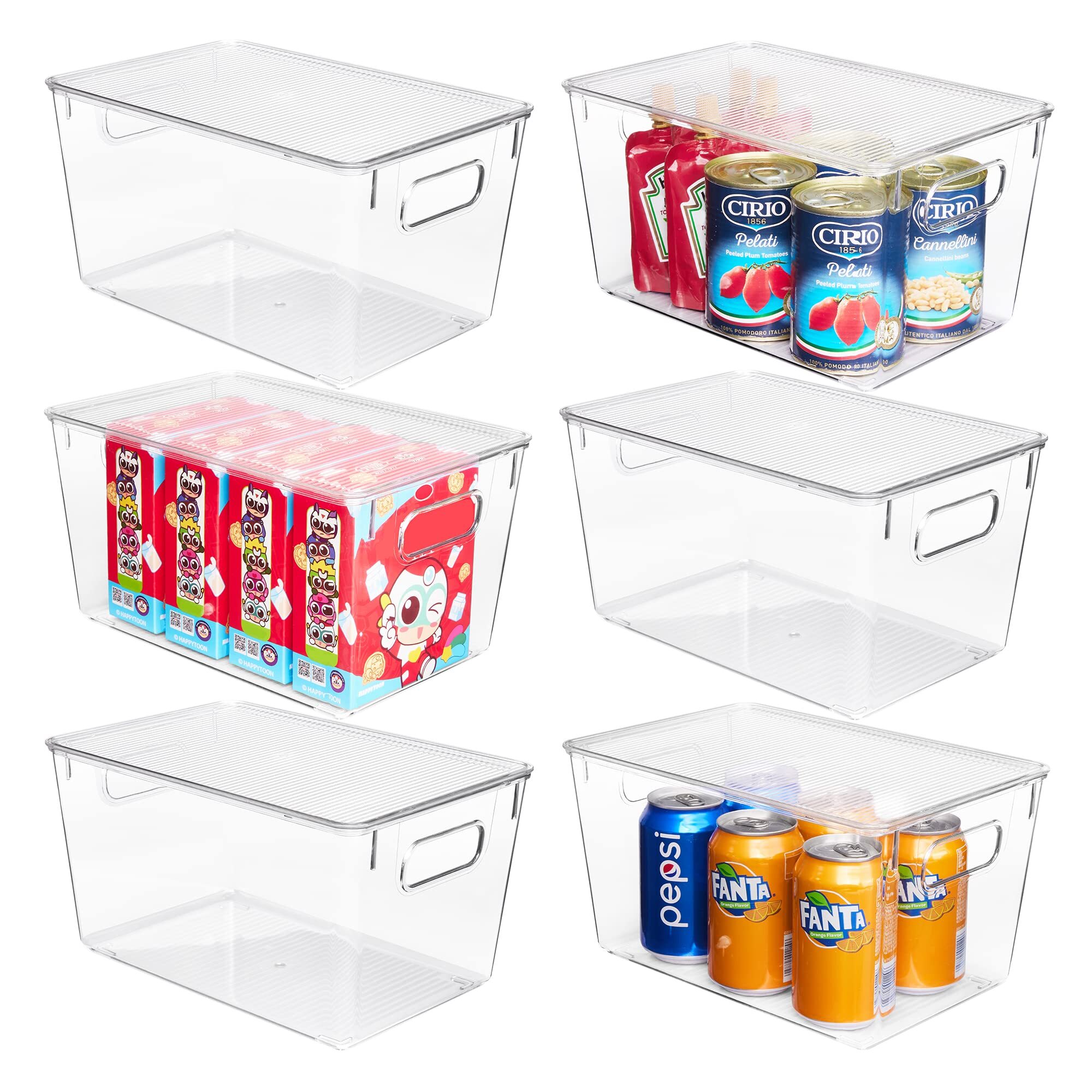 EatEx 2 Pack Clear Plastic Storage Organizer Bin with Handles - Bin ...