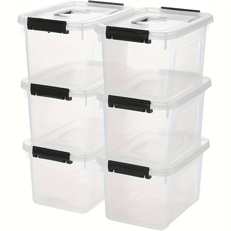 6-Pack Clear Plastic Storage Boxes with Latches and Lids, 6 Quart ...
