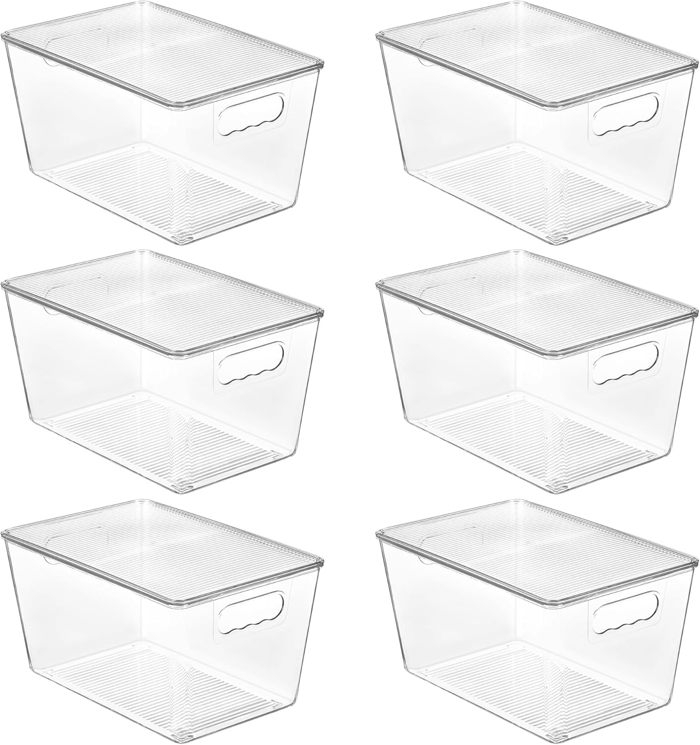 6 Pack Clear Stackable Storage Bins with Lids, Large Plastic Containers ...