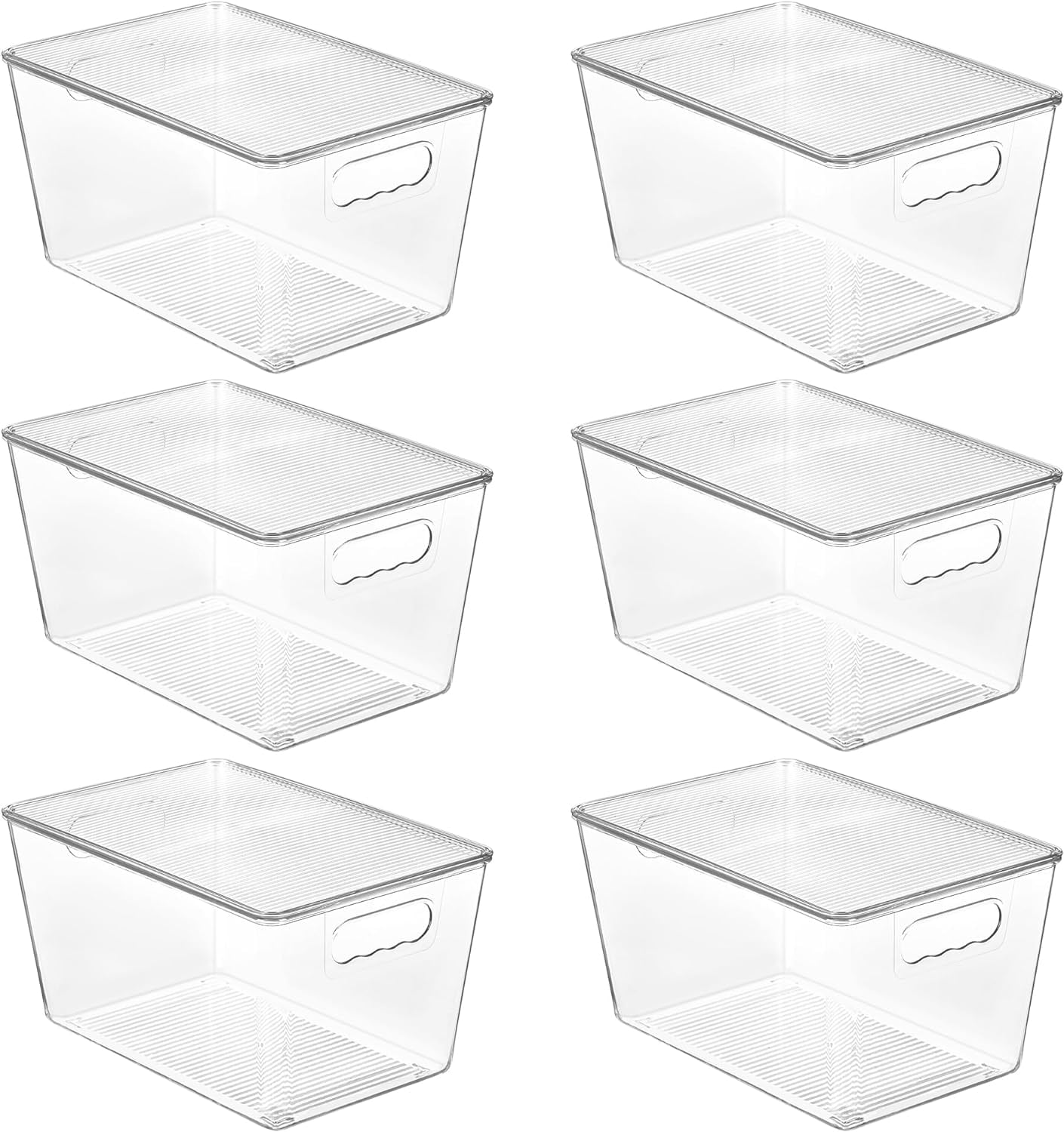 6 Pack Clear Stackable Storage Bins with Lids, Large Plastic Containers ...