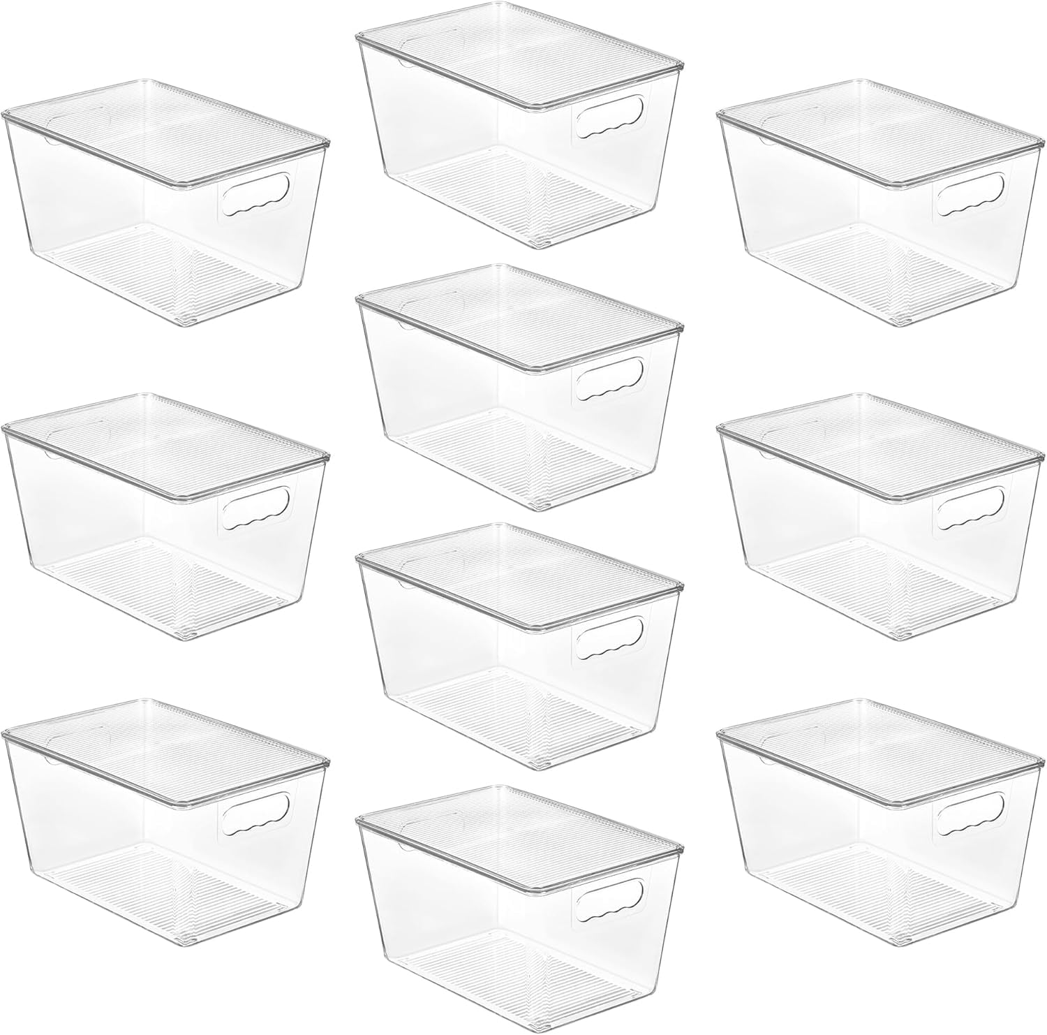 6 Pack Clear Stackable Storage Bins with Lids, Large Plastic Containers ...