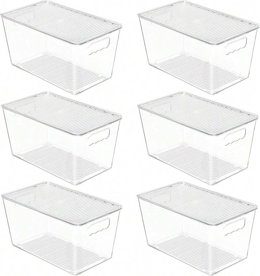 6 Pack Clear Stackable Storage Bins With Lids, Medium Plastic ...