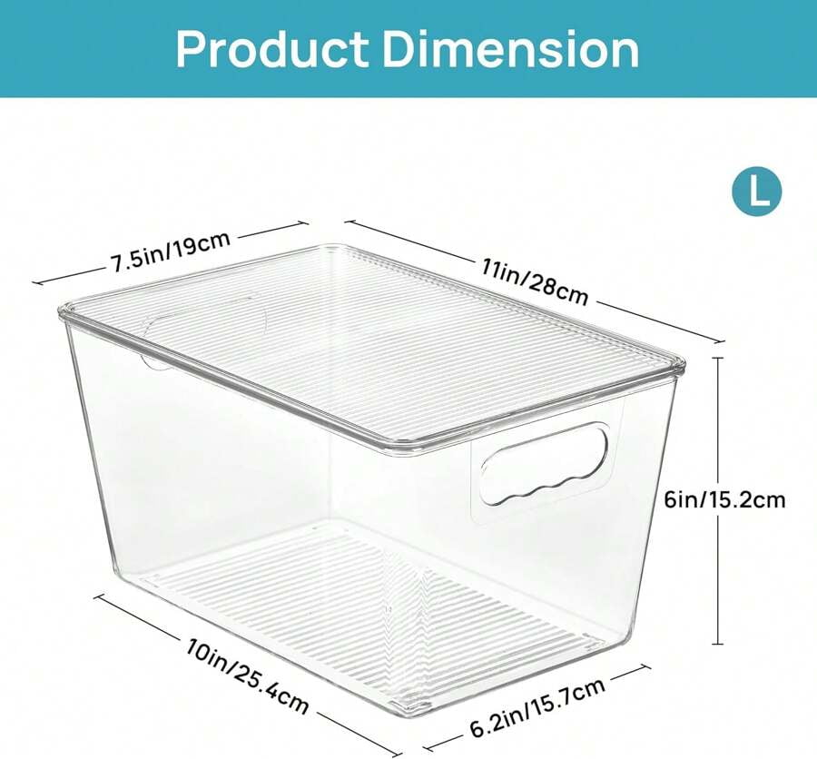 6 Pack Clear Stackable Storage Bins With Lids, Medium Plastic ...
