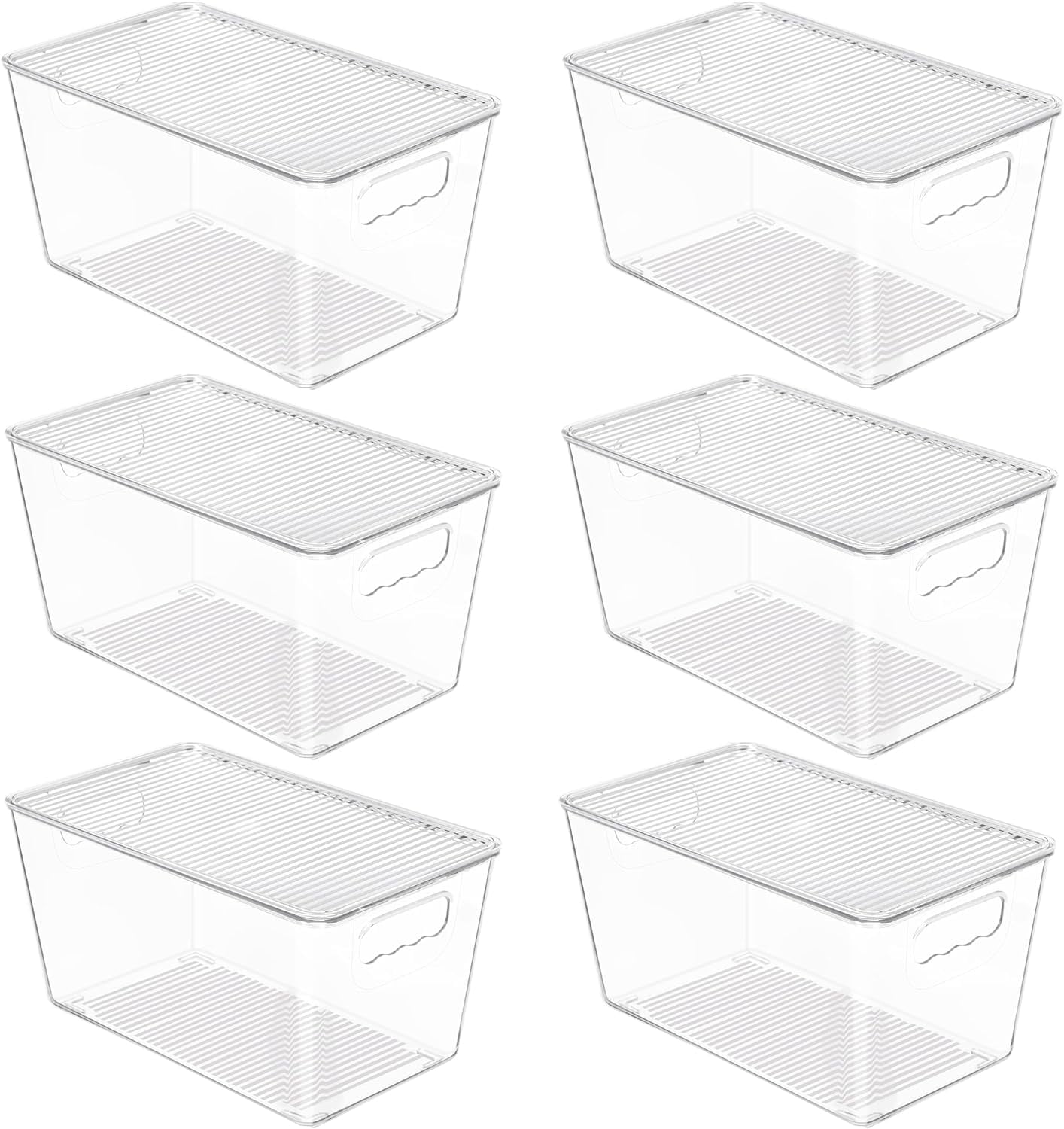 6 Pack Clear Stackable Storage Bins with Lids, Medium Plastic ...