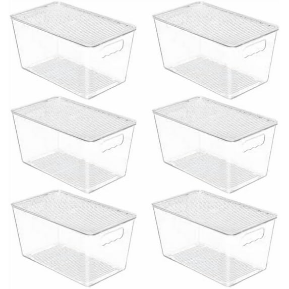 6 Pack Clear Stackable Storage Bins with Lids, Medium Plastic ...