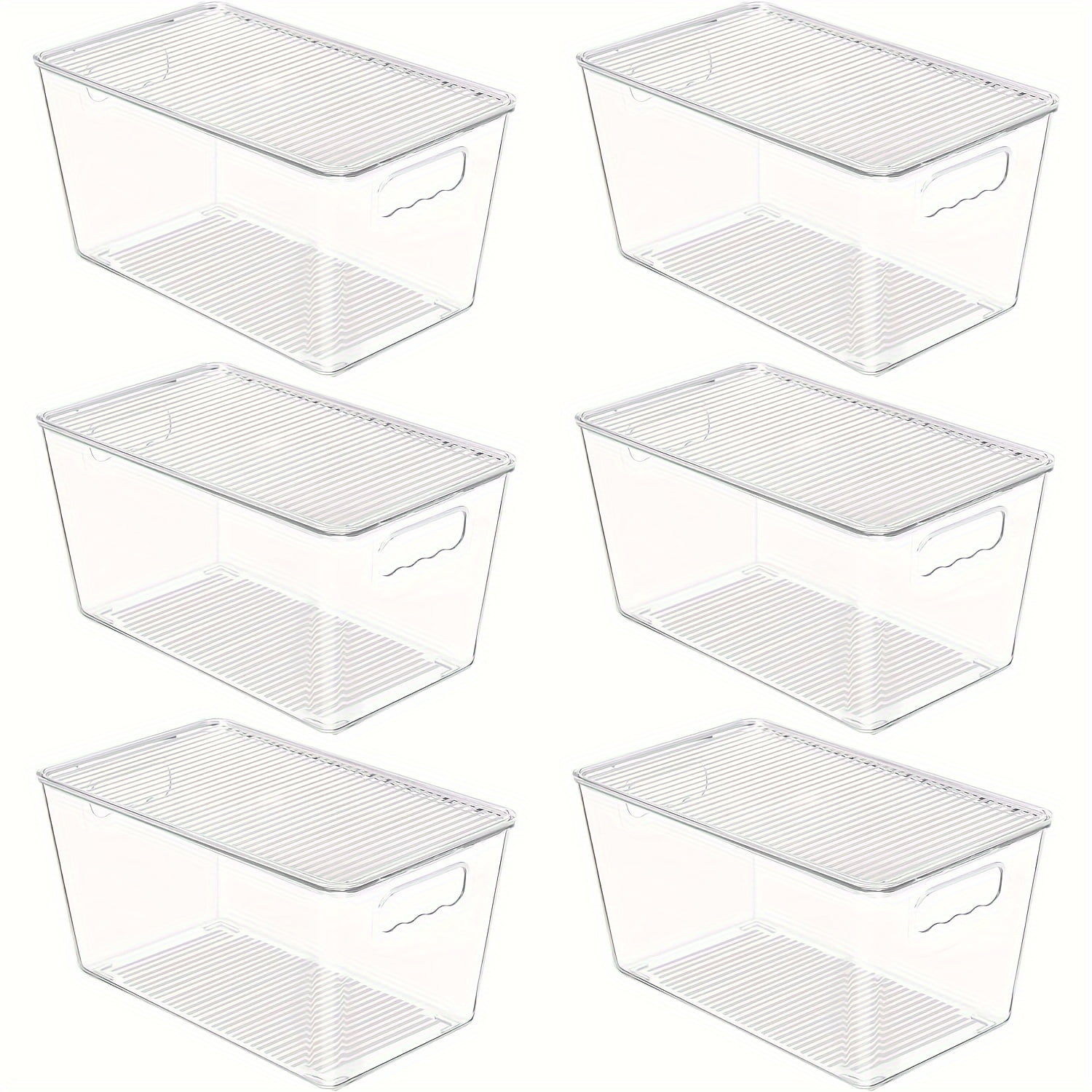 6 Pack Clear Stackable Storage Bins with Lids, Medium Plastic ...