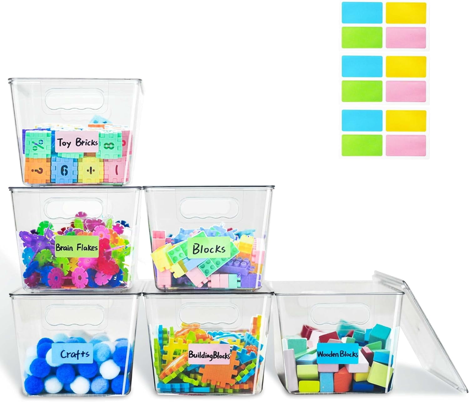 RFCUIBIJ 6 Pack Clear Stackable Storage Bins Plastic Toy Organizers and ...