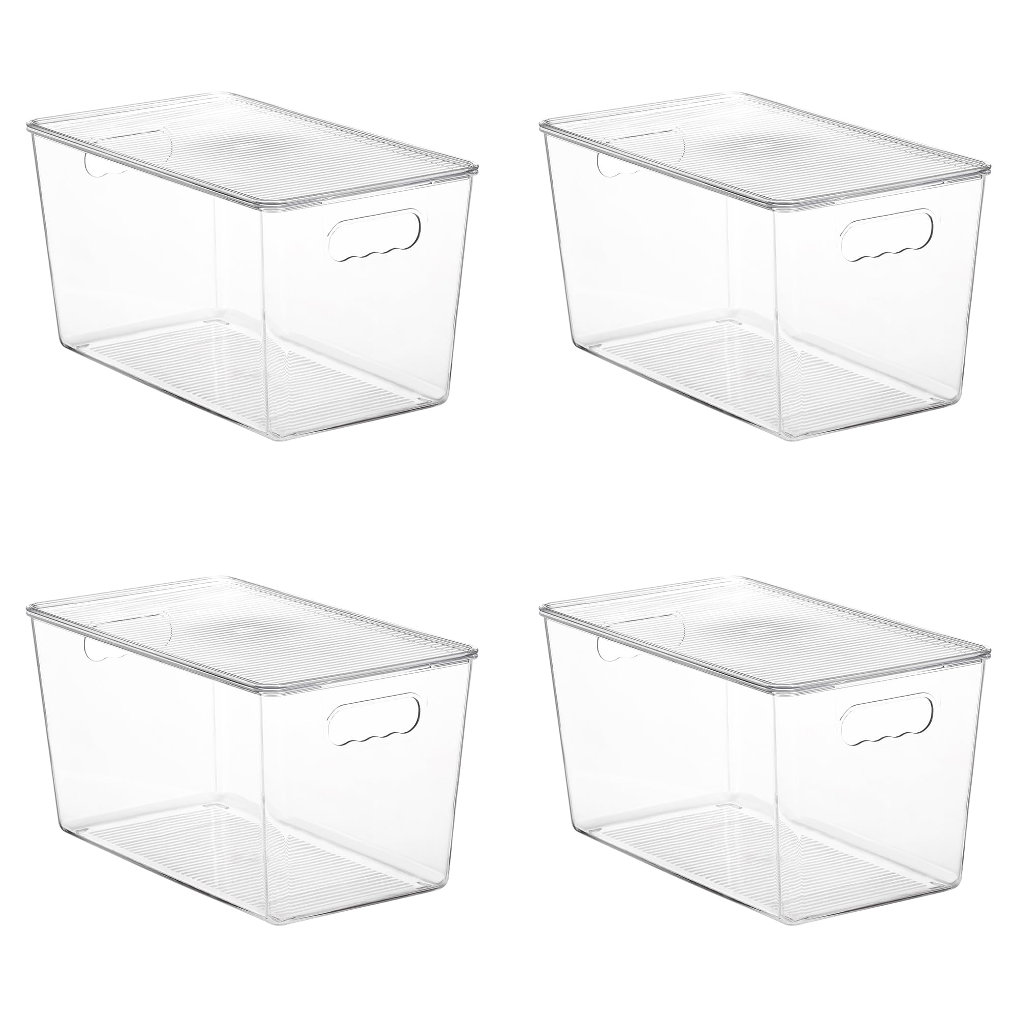 6 Pack Clear Stackable Storage Bins with Lids Medium Plastic Containers ...
