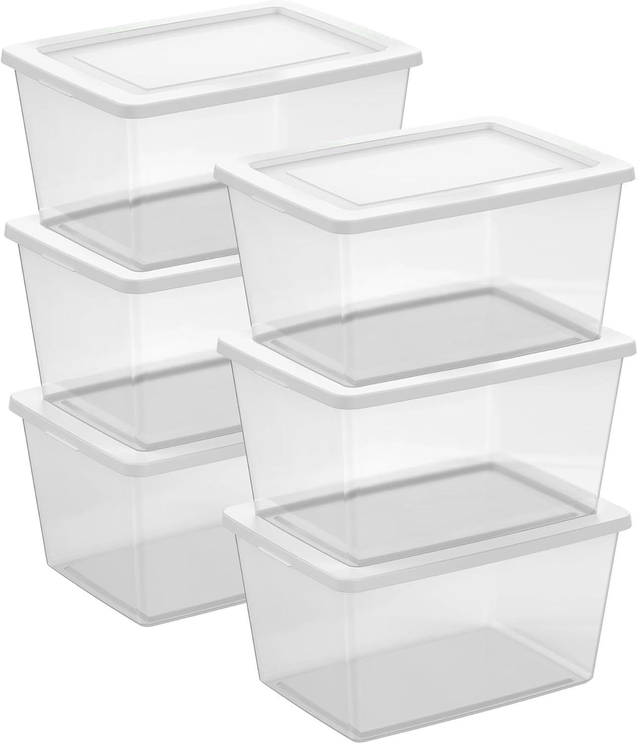 6-Pack Clear Storage Box, Stackable Container Bins with Lids, 58 Qt ...