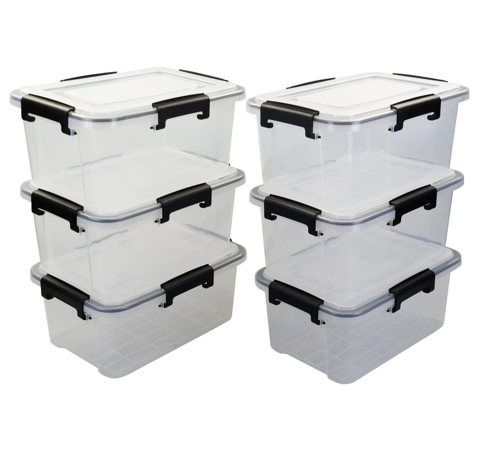 6-Pack Clear Storage Box with Gasket Seal Lid, 12 Quart Plastic Gasket Box with Tight and Seal ...