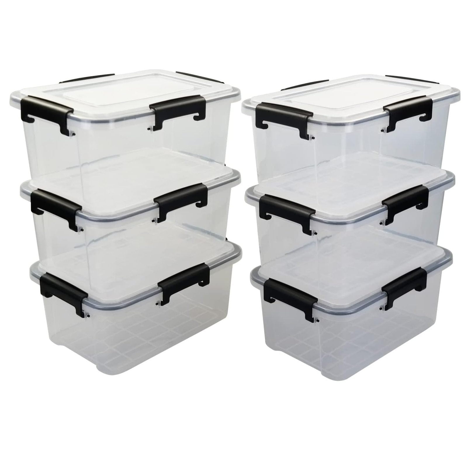 6-Pack Clear Storage Box with Gasket Seal Lid, 12 Quart Plastic Gasket ...