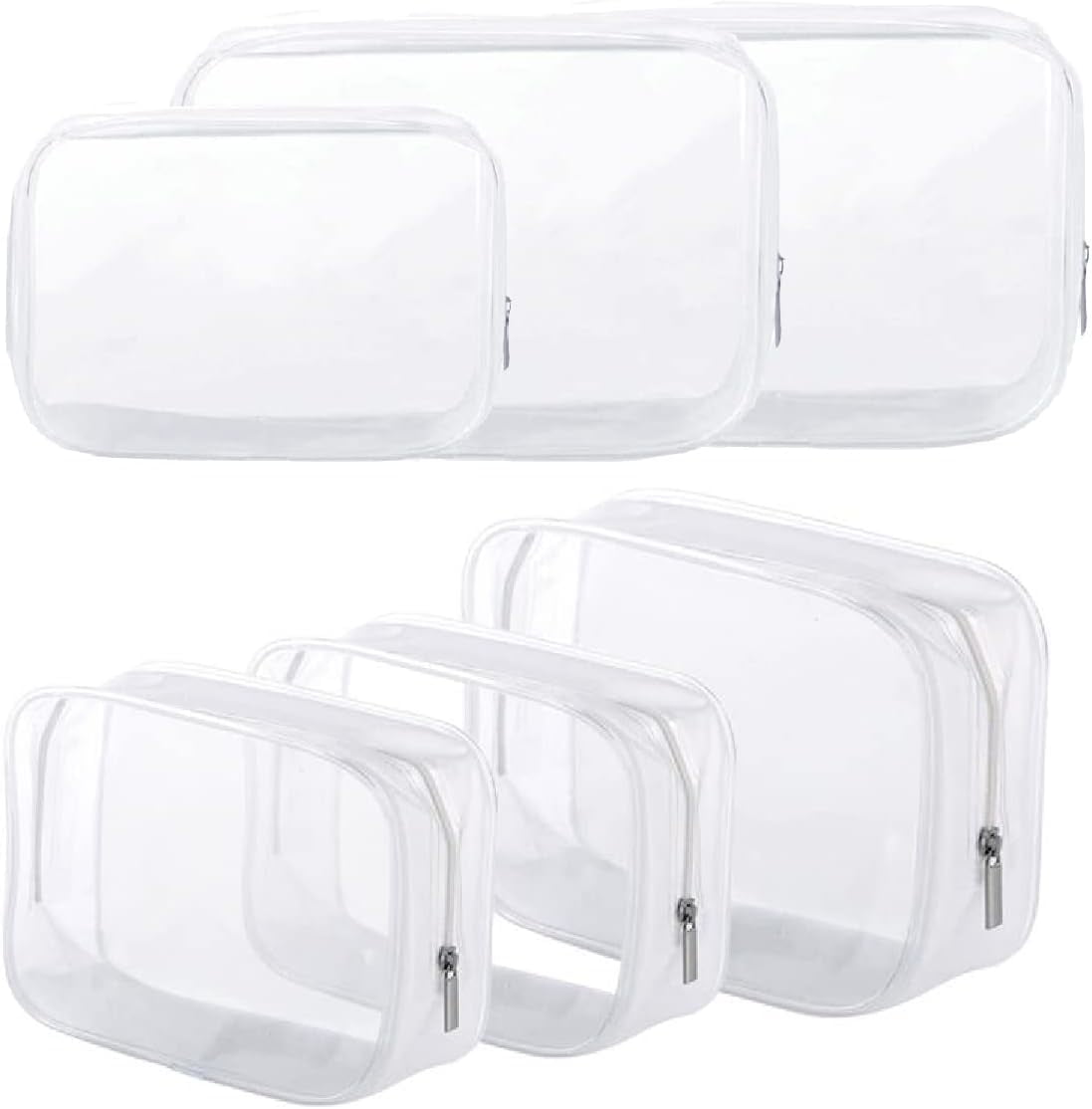 6 Pack Clear Toiletry Carry Pouch with Zipper Portable Plastic ...