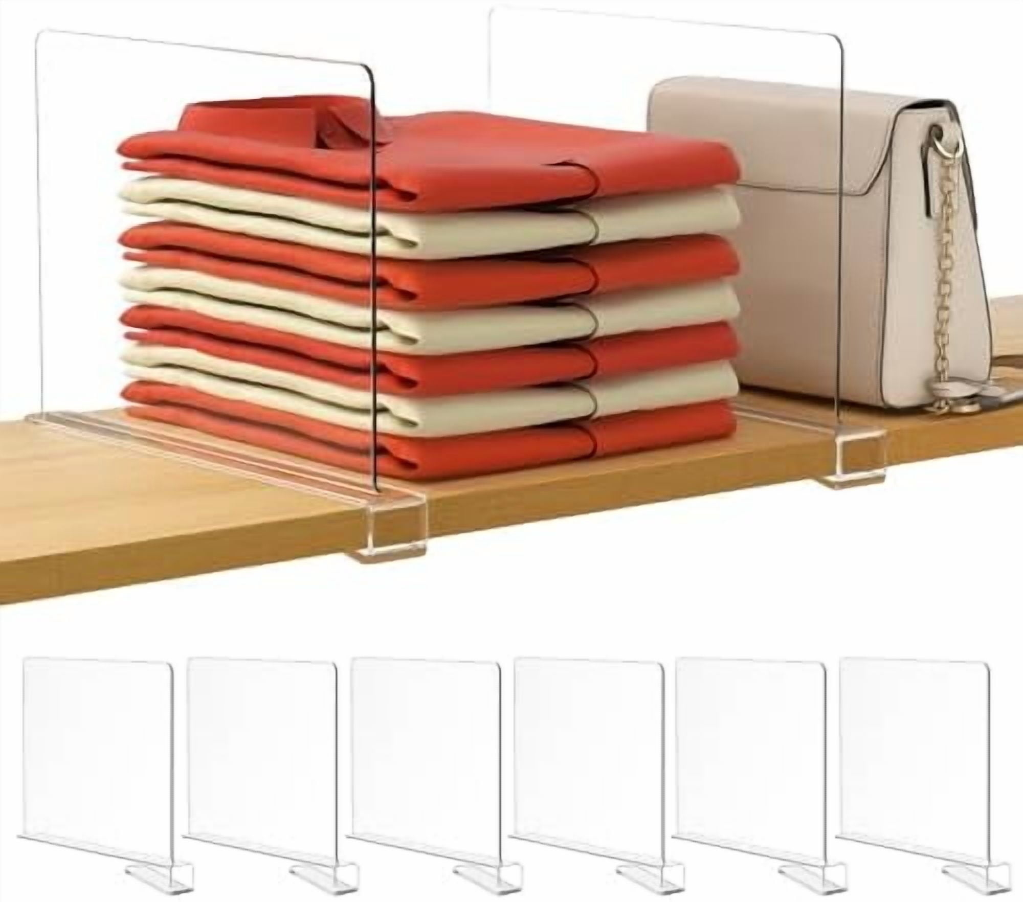 6 Pack Closet Organizers and Storage, Clear Shelf Dividers, Vertical ...