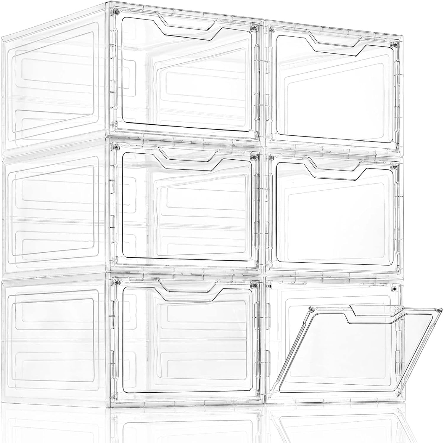 6 Pack Closet Organizers and Storage,Clear Stackable Plastic Storage ...