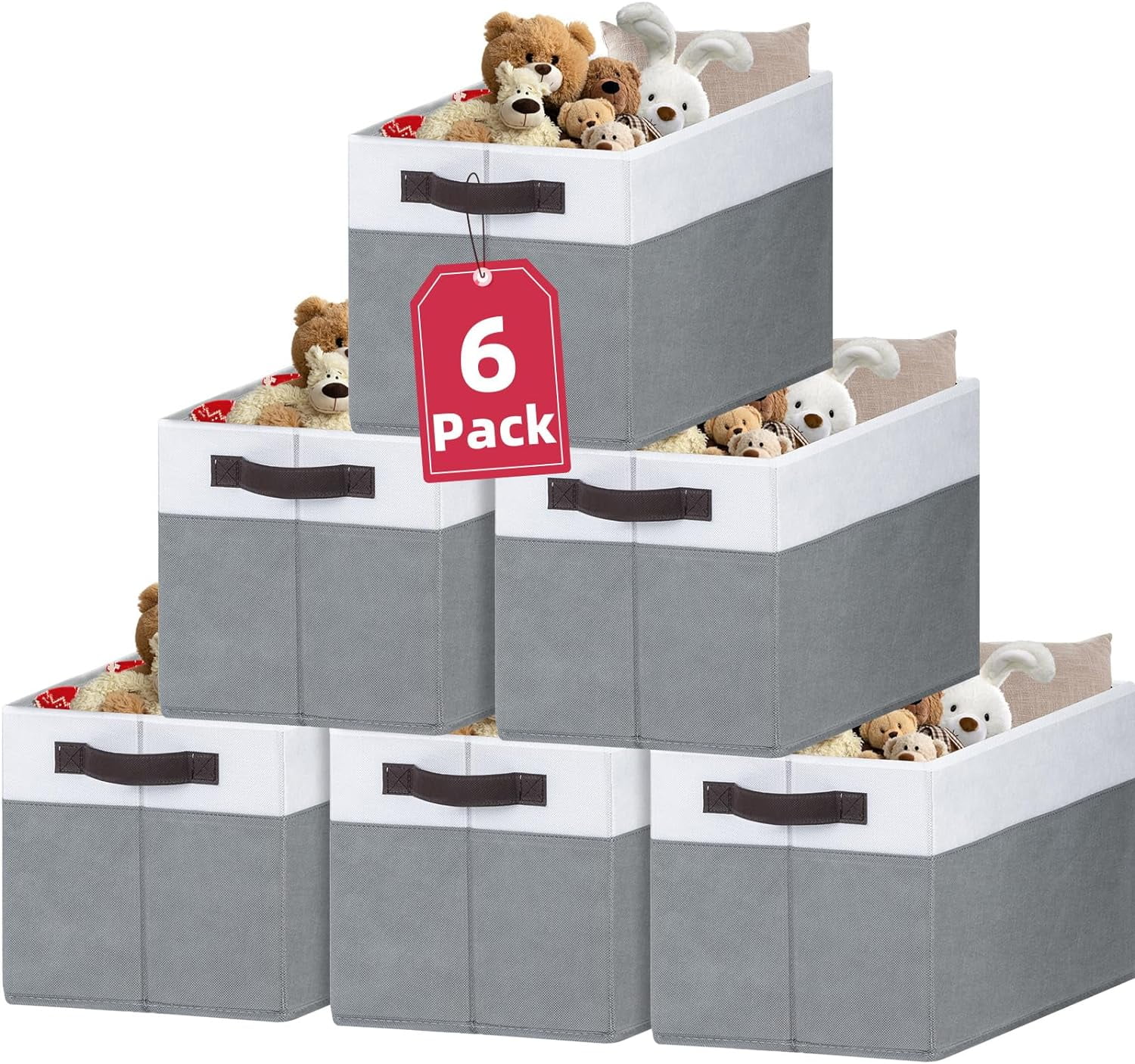 6 Pack Clothes Bins for Organization - 16x12 Extra Large Storage ...