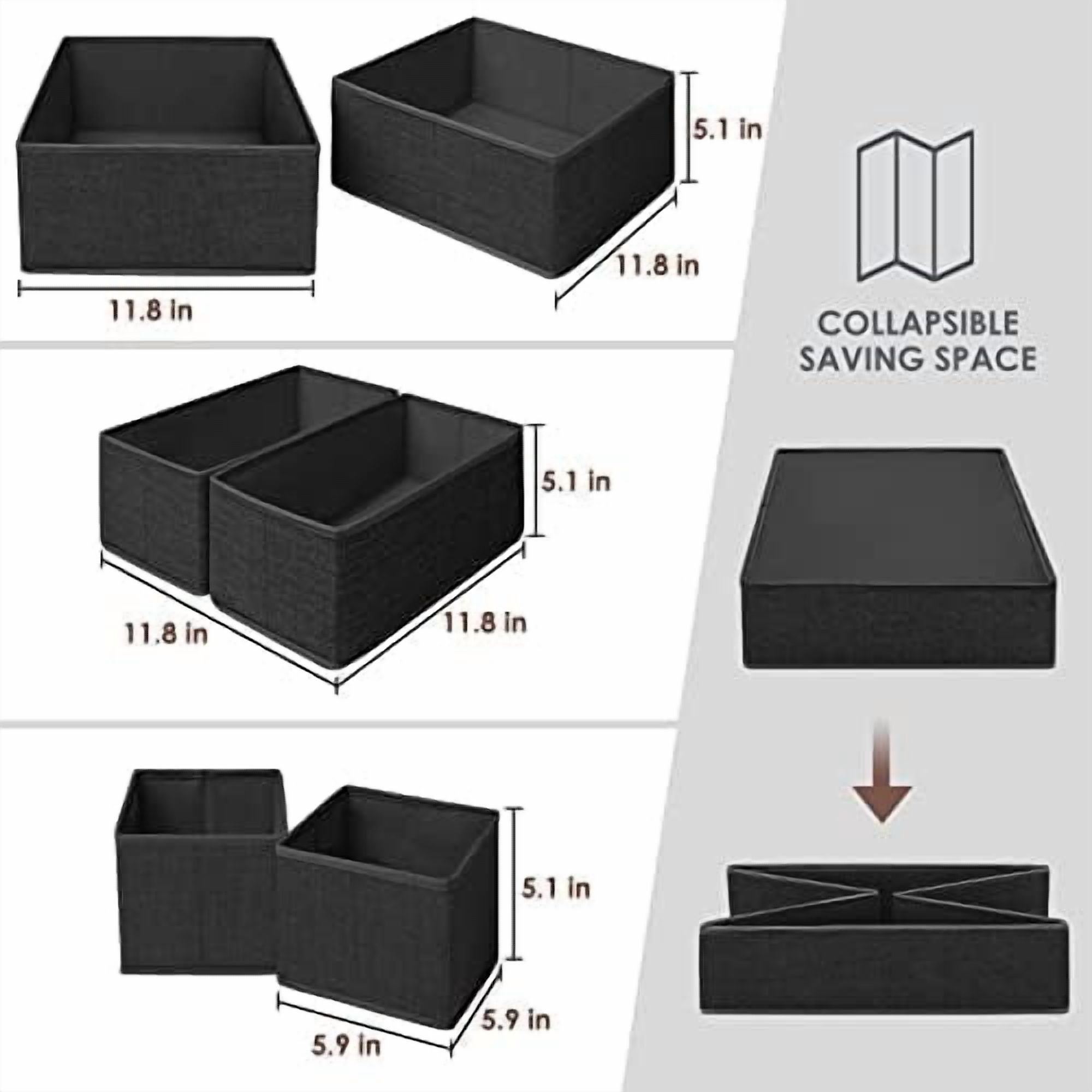 6 Pack Clothes Drawer Organizer Dividers, Fabric Foldable Closet ...