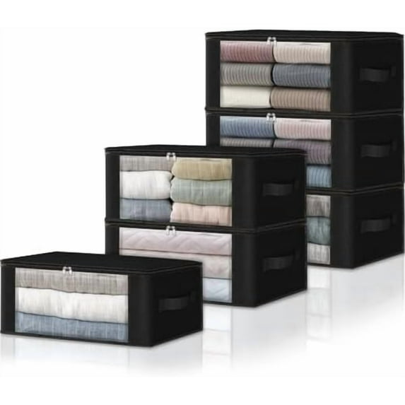 6-Pack Clothes Organizer Storage Bags Foldable Storage Box with Large ...