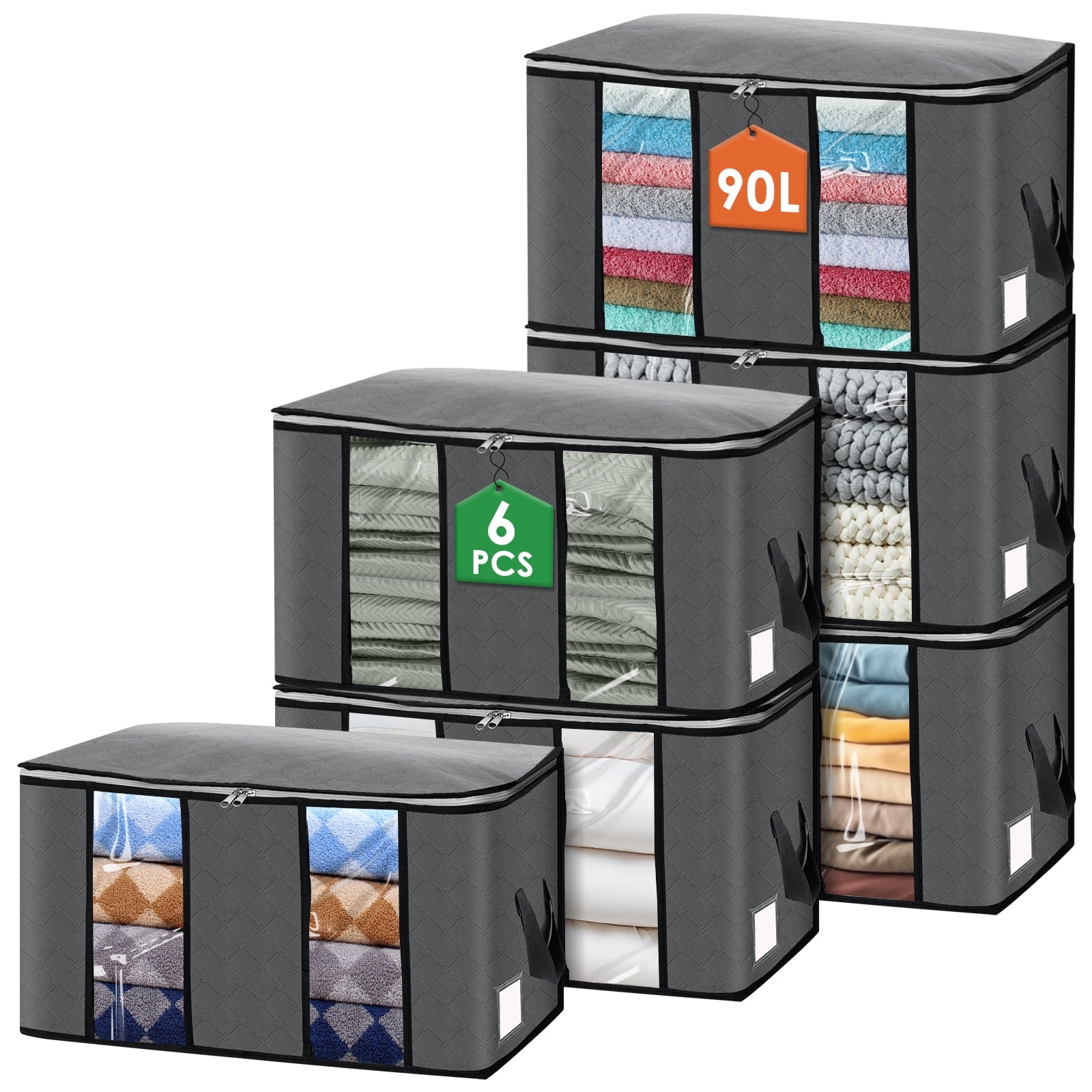 90L Foldable Clothes Storage Bag with Reinforced Handle, Large Capacity ...