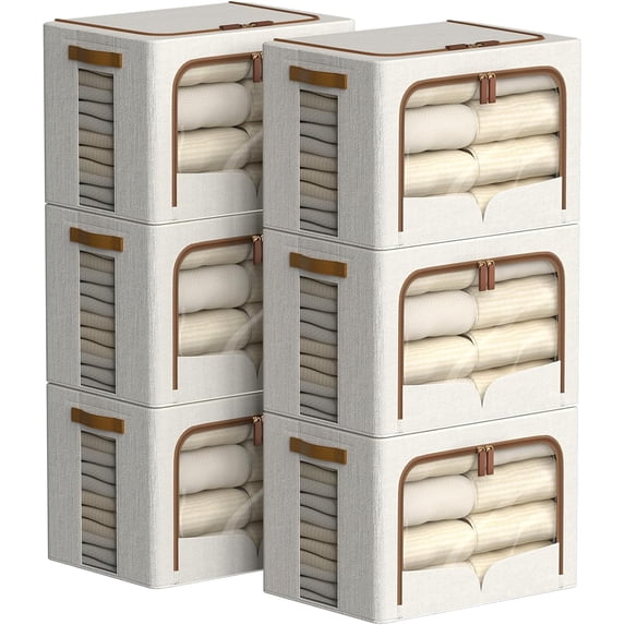 6 Pack Clothes Storage Bins - Foldable Storage Bins for Clothes Fabric ...