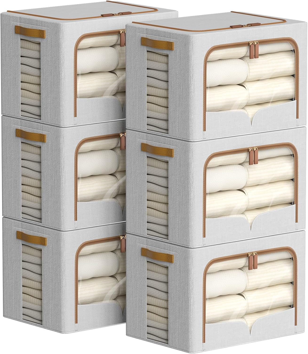 6 Pack Clothes Storage Bins - Foldable Storage Bins for Clothes Fabric ...