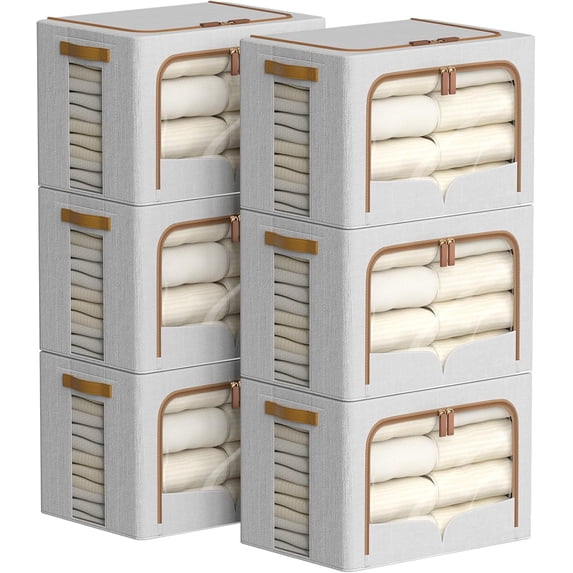 6 Pack Clothes Storage Bins - Foldable Storage Bins for Clothes Fabric ...