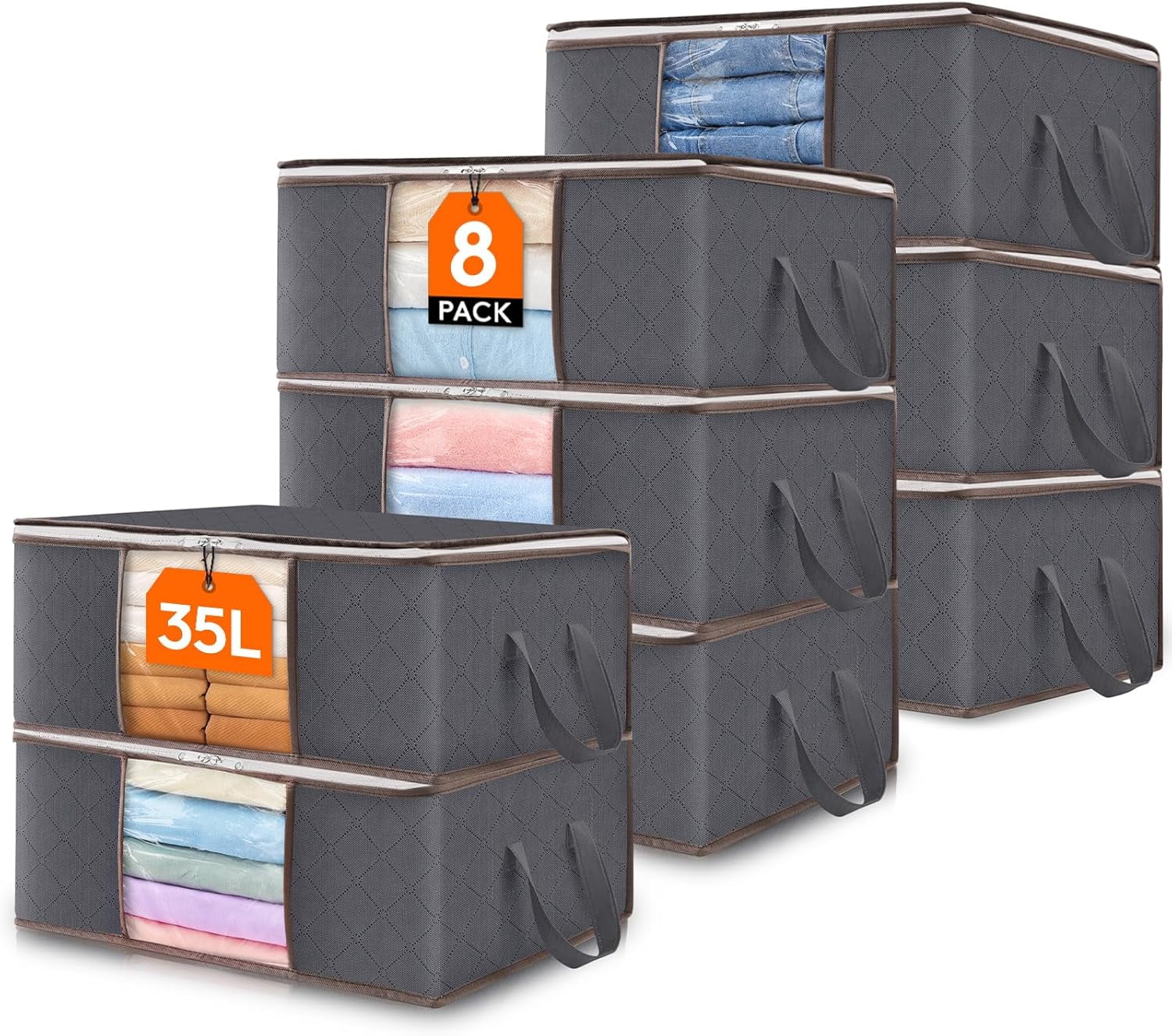 6 Pack Clothes Storage Bins with Lids, Foldable Blanket Storage Bags ...