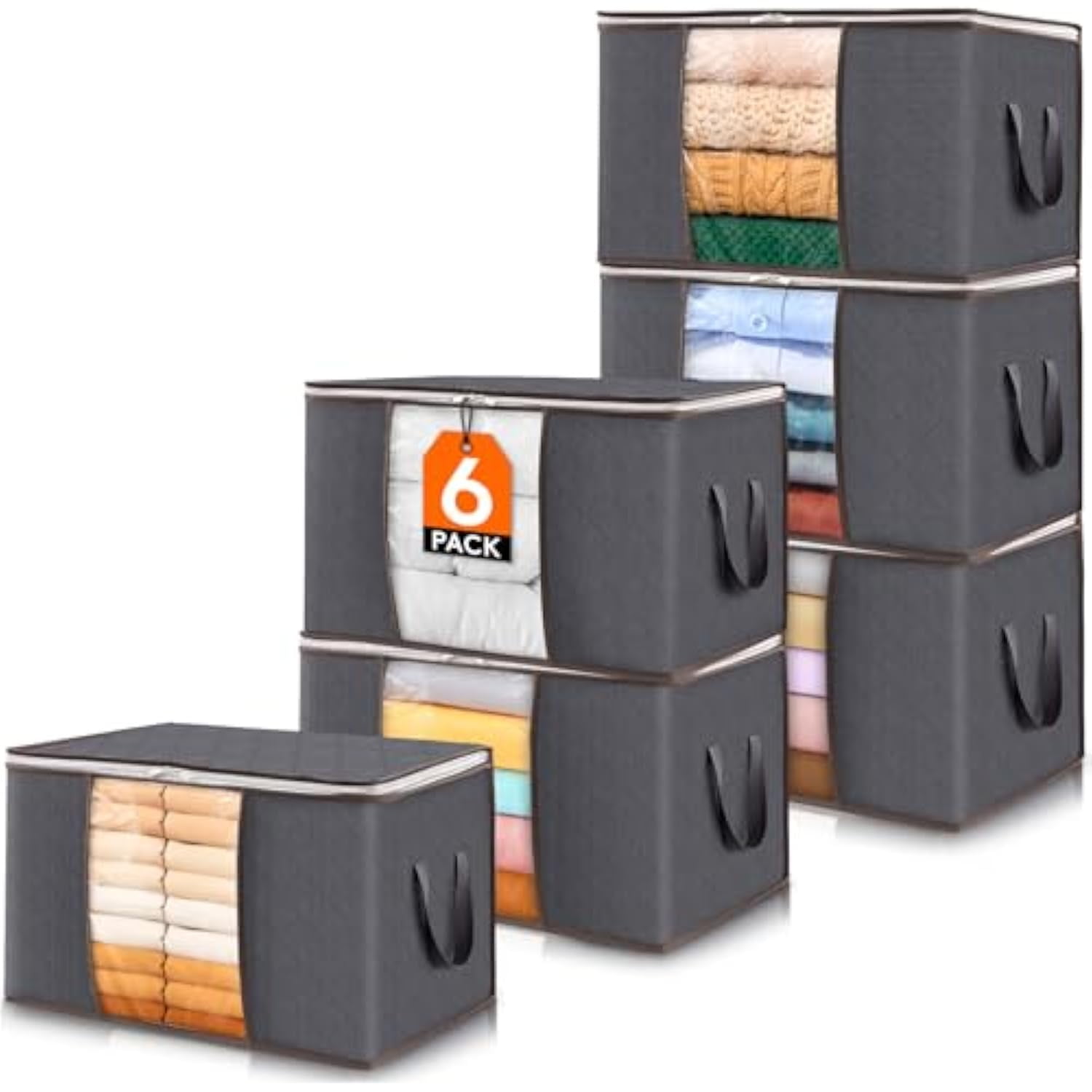 6 Pack Clothes Storage, Foldable Storage and Organization, Storage Bins ...