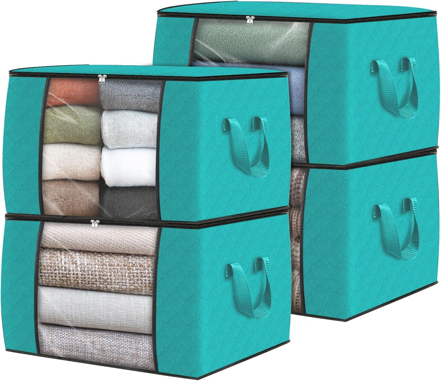 6 Pack Clothes Storage, Foldable Thick Fabric Blanket Storage Bags ...