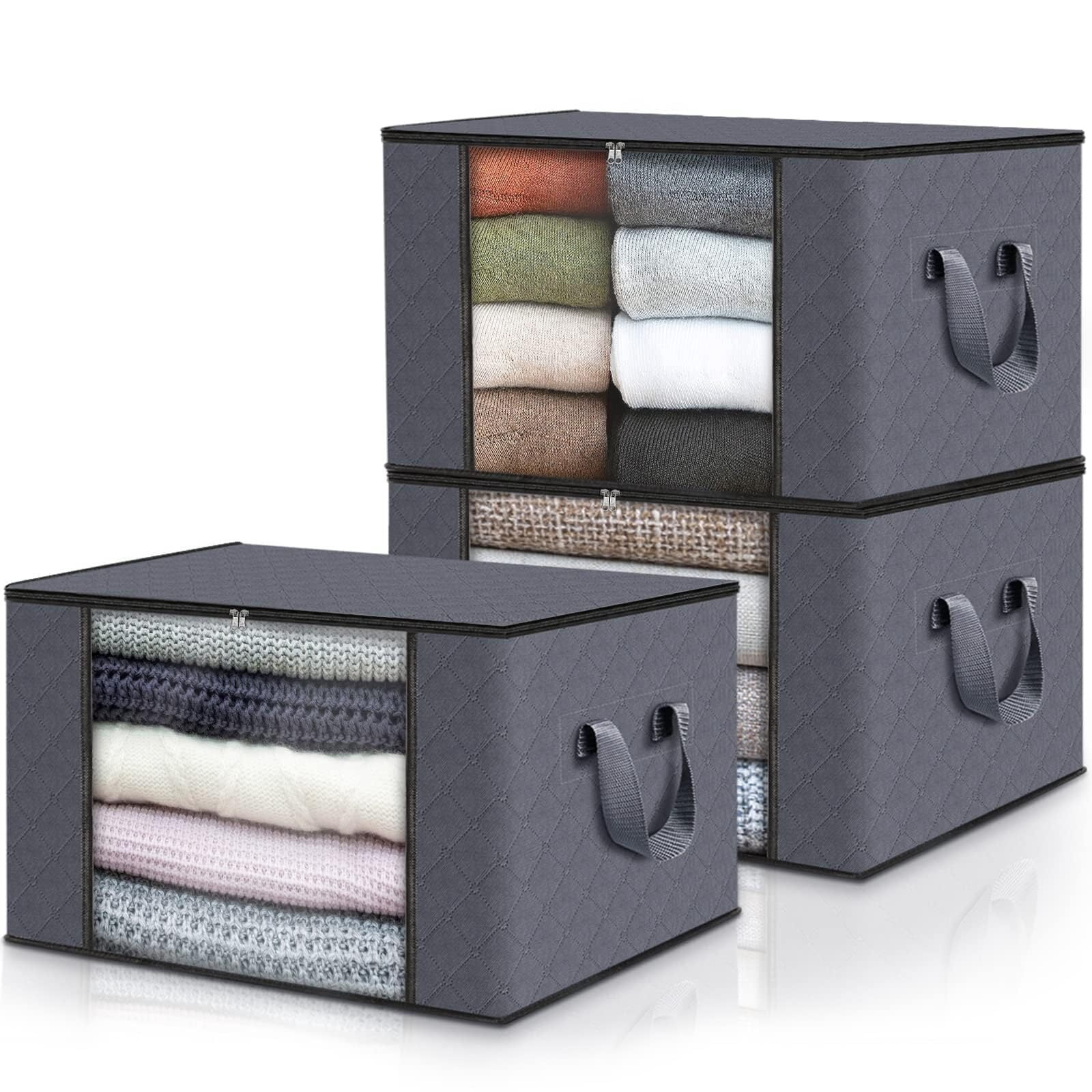 6 Pack Clothes Storage, Foldable Thick Fabric Blanket Storage Bags ...